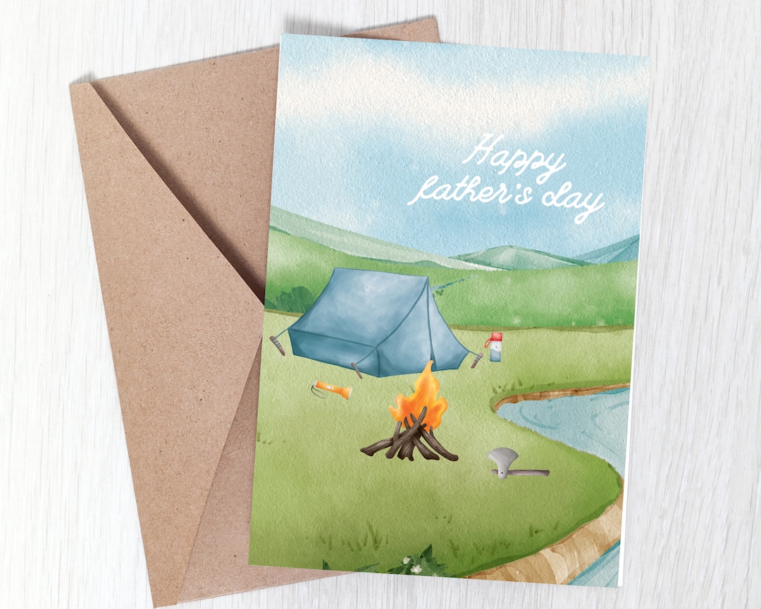 Happy Father's Day, Camping Father's Day Card, Card for Dad, Card for ...