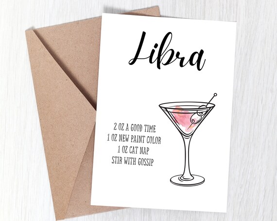 Libra Birthday Card Unique Birthday Card Card for Libra - Etsy