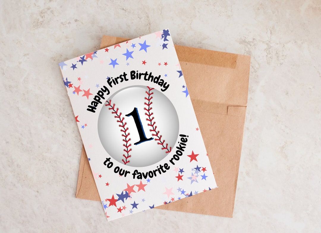 Baseball First Birthday Card, Rookie of the Year Birthday, Card for ...