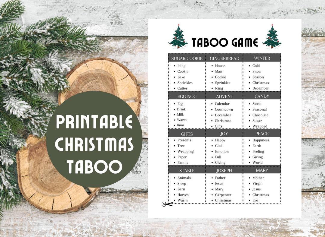 Printable Christmas Taboo, Christmas Games, Printable Games, Christmas ...
