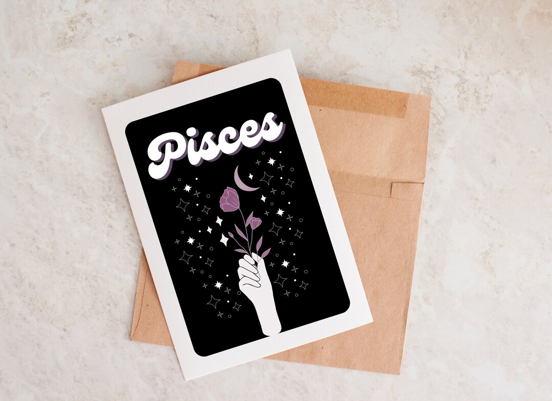 Unique Birthday Card, Pisces Birthday Card, Astrology Birthday Card ...