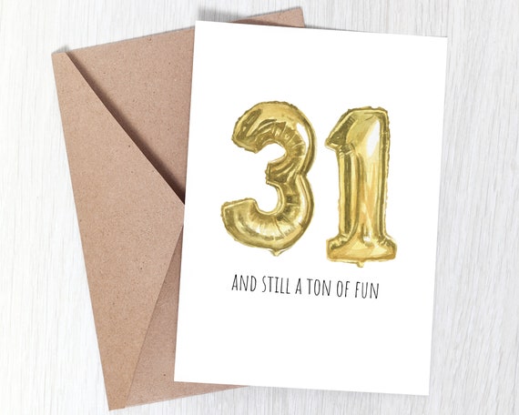 31st Birthday Card Funny Birthday Card Card for 31st 31st - Etsy