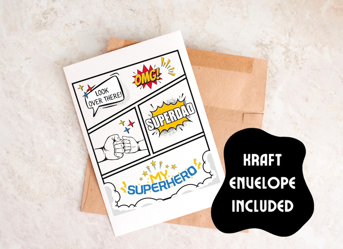 Superhero Dad Card: Father's Day, Dad Birthday - Etsy