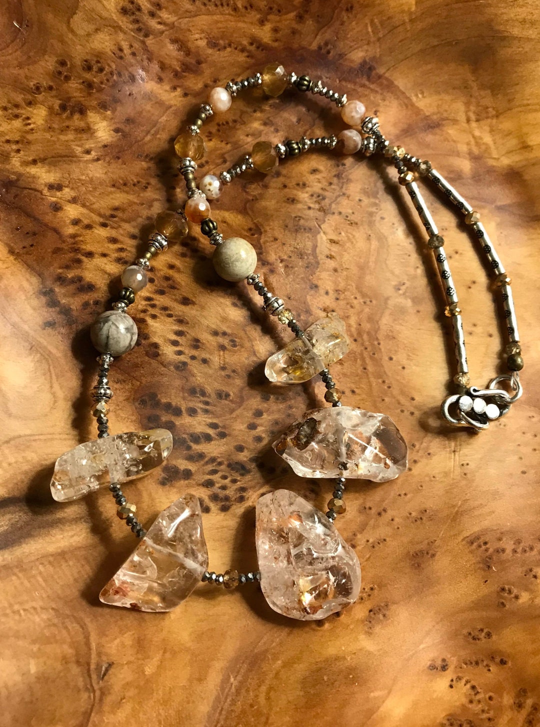 Dark Cherry Bronze Vein Crystal Quartz Aka Dirty Quartz Necklace W Bali ...