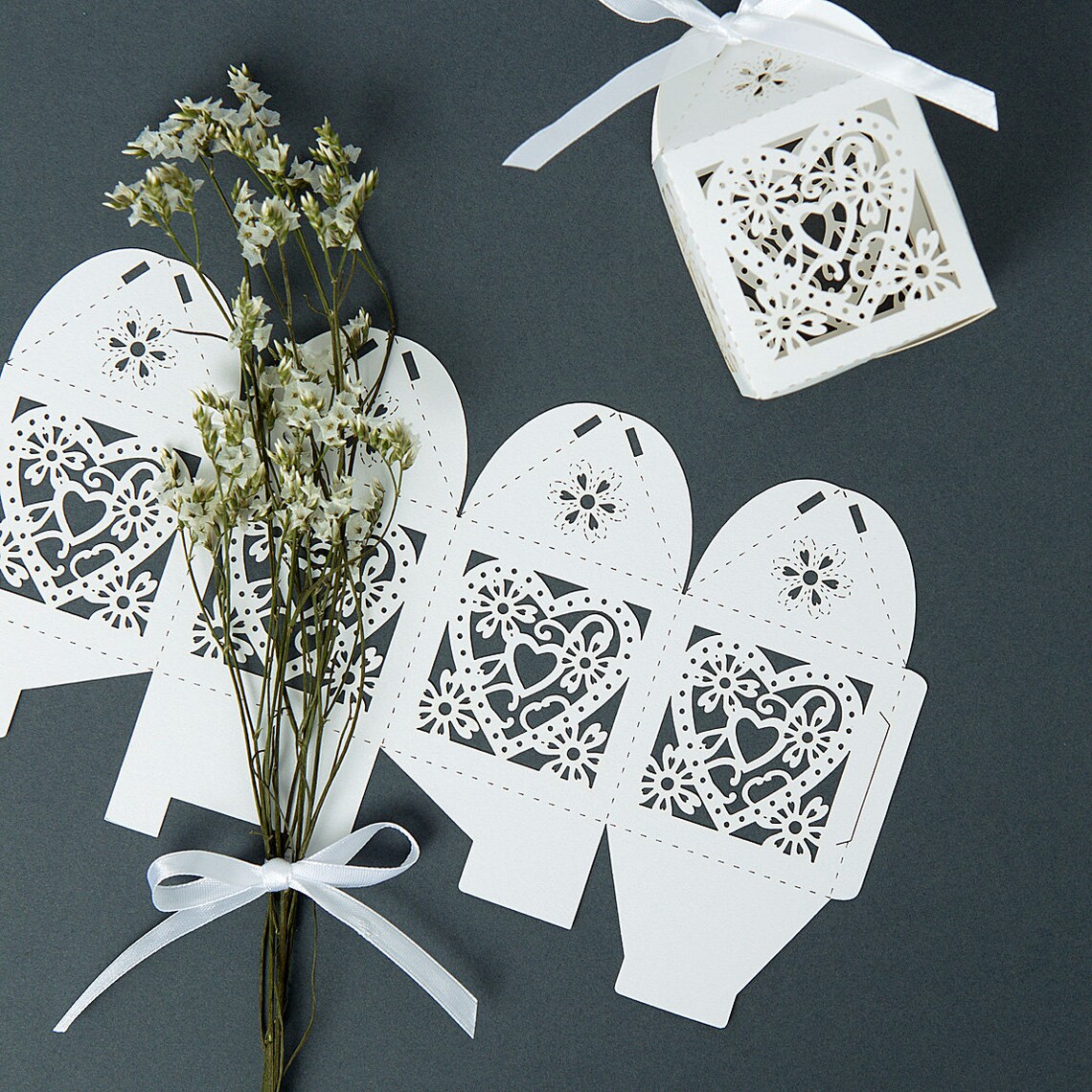 Bridal Shower Favor Boxes Hearts Boxes 10-pack White - Etsy