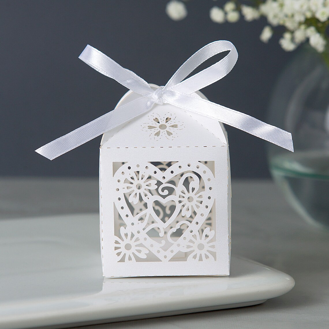 Bridal Shower Favor Boxes Hearts Boxes 10-pack White - Etsy