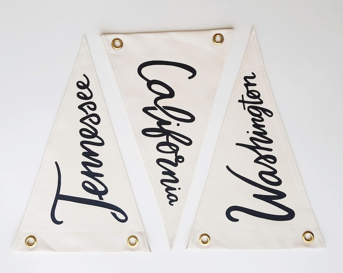 Hand Lettered Custom State Pennant Flag - Etsy