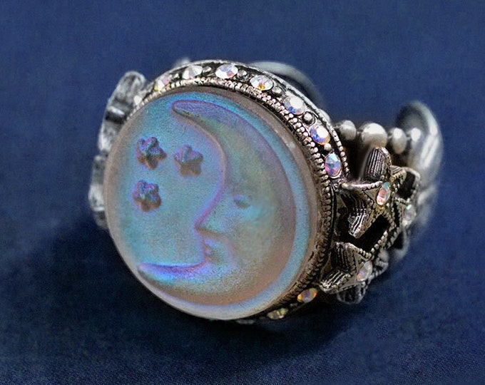 Moon Ring, Space Ring, Star Ring, Moon and Star Ring, Silver Moon Ring ...
