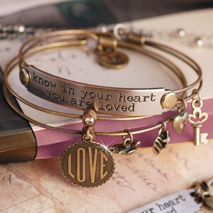 Motivational Bangle Bracelets, Inspirational Bracelet Gift Set, Quote ...