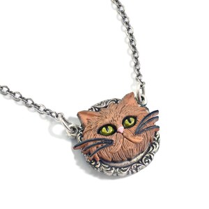 Cat Pendant. Cat Face Necklace, Gift for Cat Lover, Fun Cat Lady ...