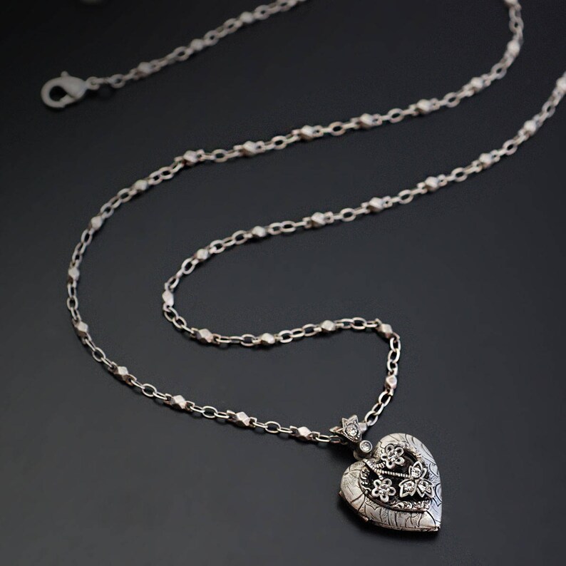 Little Girls Silver Heart Locket Necklace Flower Girl | Etsy