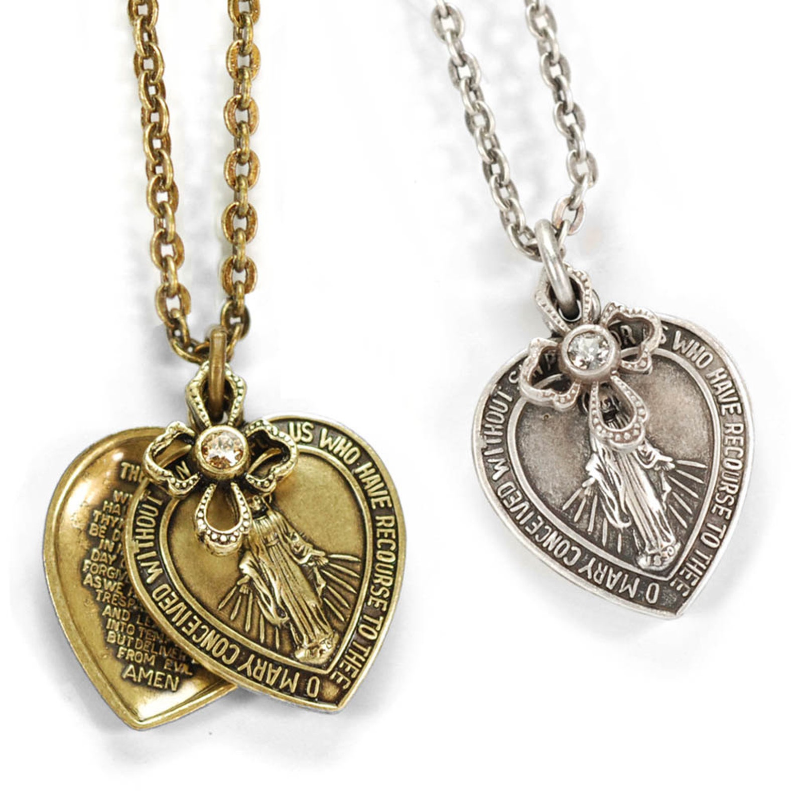 Virgin Mary Locket Necklace: Lord's Prayer Inscription, First Communion ...