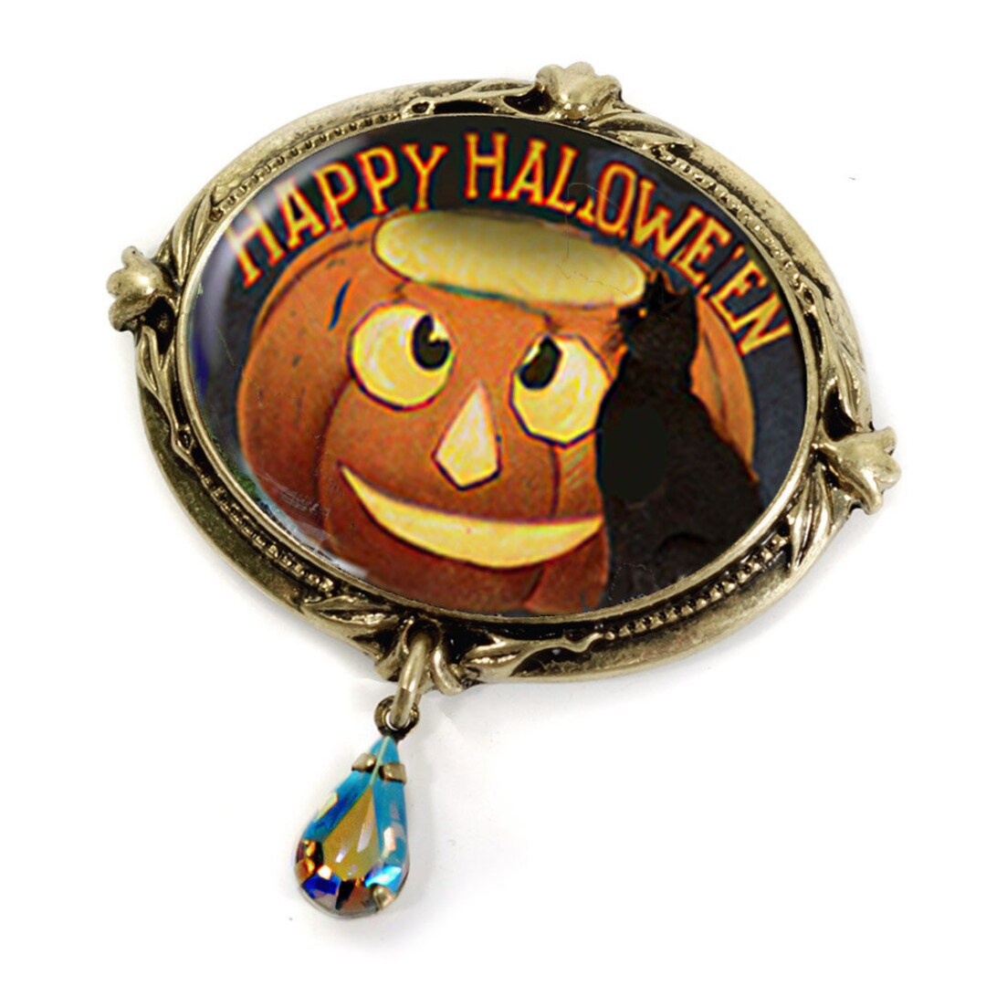 Pumpkin Pin, Halloween Pin, Black Cat, Cats, Halloween Jewelry ...