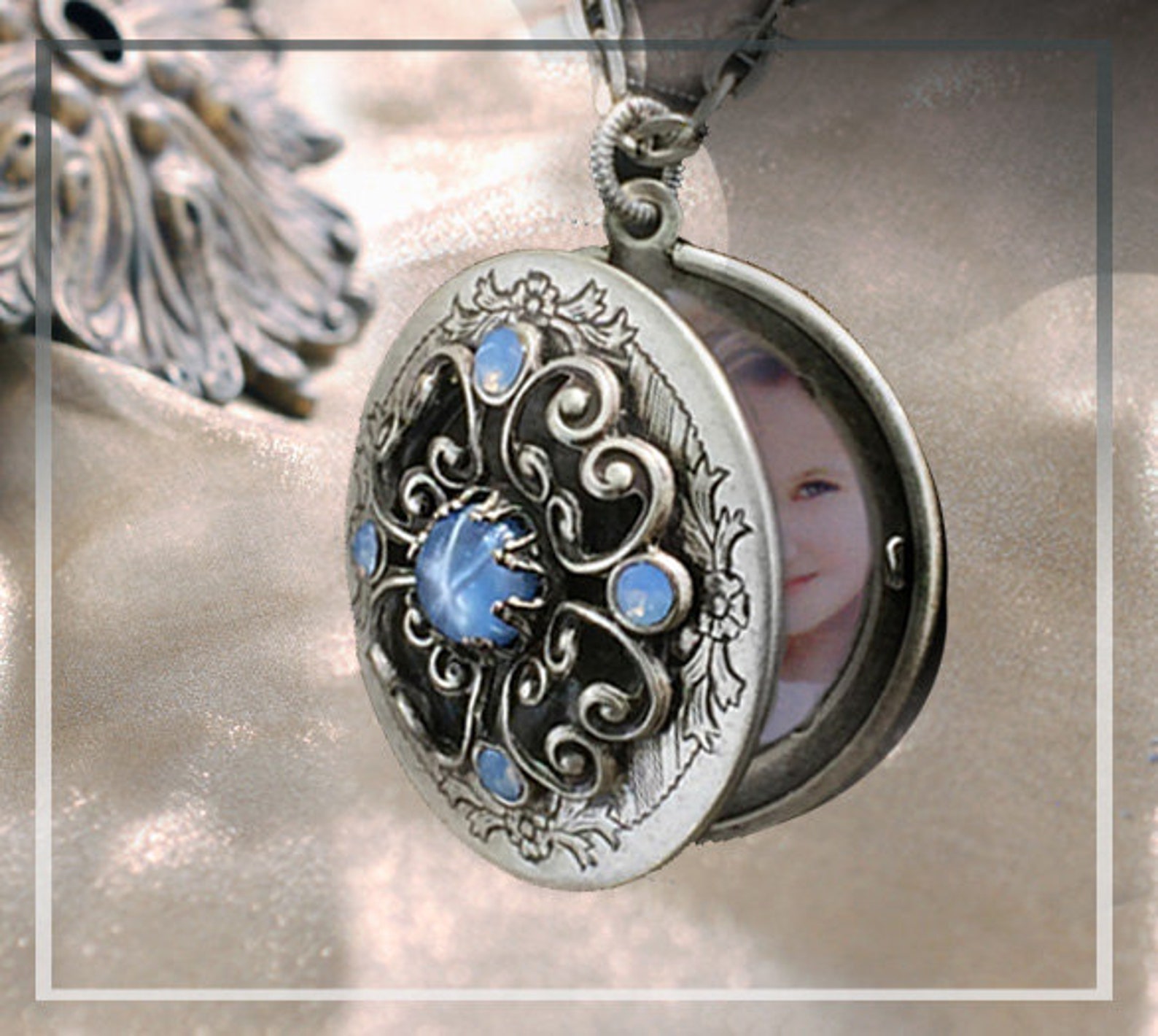 Vintage Star Sapphire Silver Locket Necklace: Victorian, N1575 - Etsy