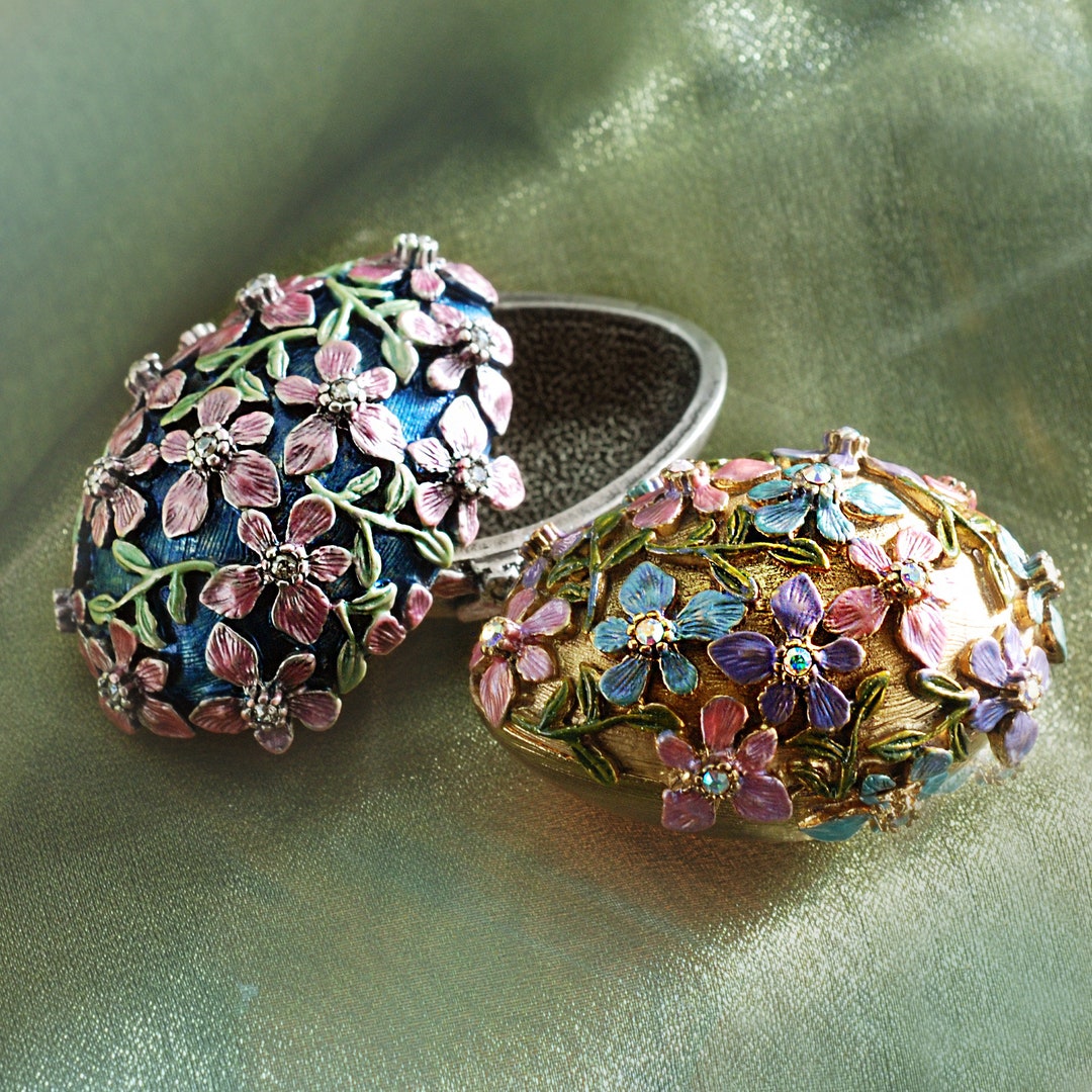 Jeweled Easter Egg Box: Handmade Floral Ornament, Ring Box - Etsy