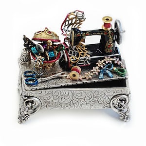 Vintage Sewing Machine Miniature Box: Jeweled Dressmaker Gift - Etsy