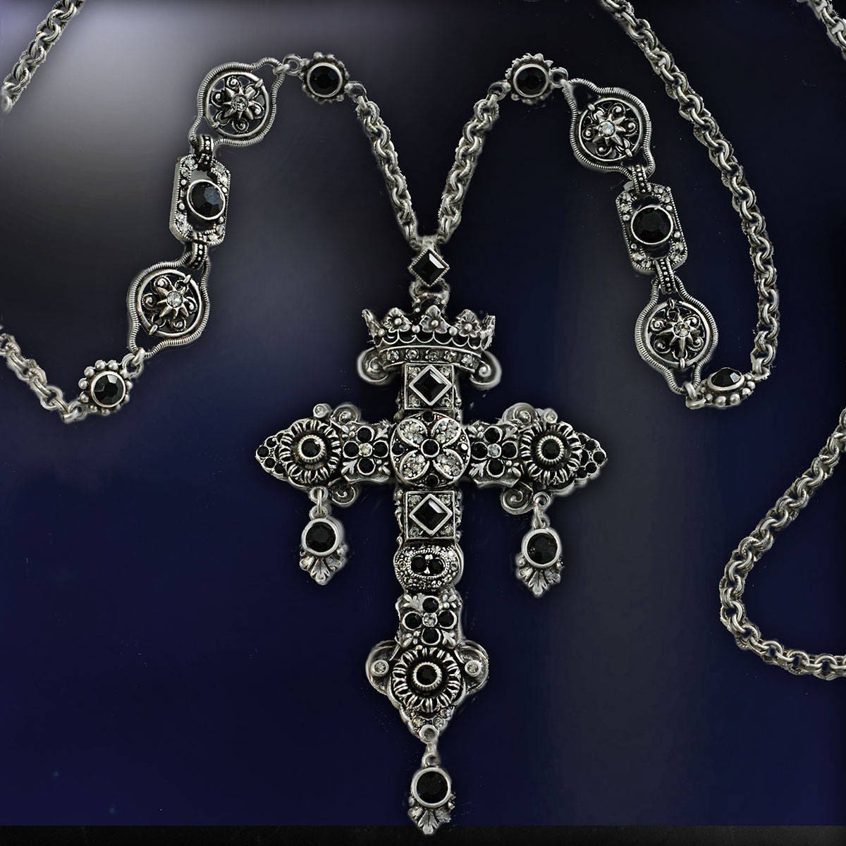 Gothic Jewel Cross Statement Necklace, Renaissance Necklace Gothic Jewel Cross Statement Necklace, Renaissance Necklace