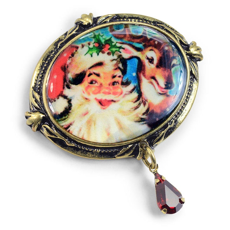 Santa Pin Santa Brooch Pin Brooch Christmas Pin Christmas | Etsy