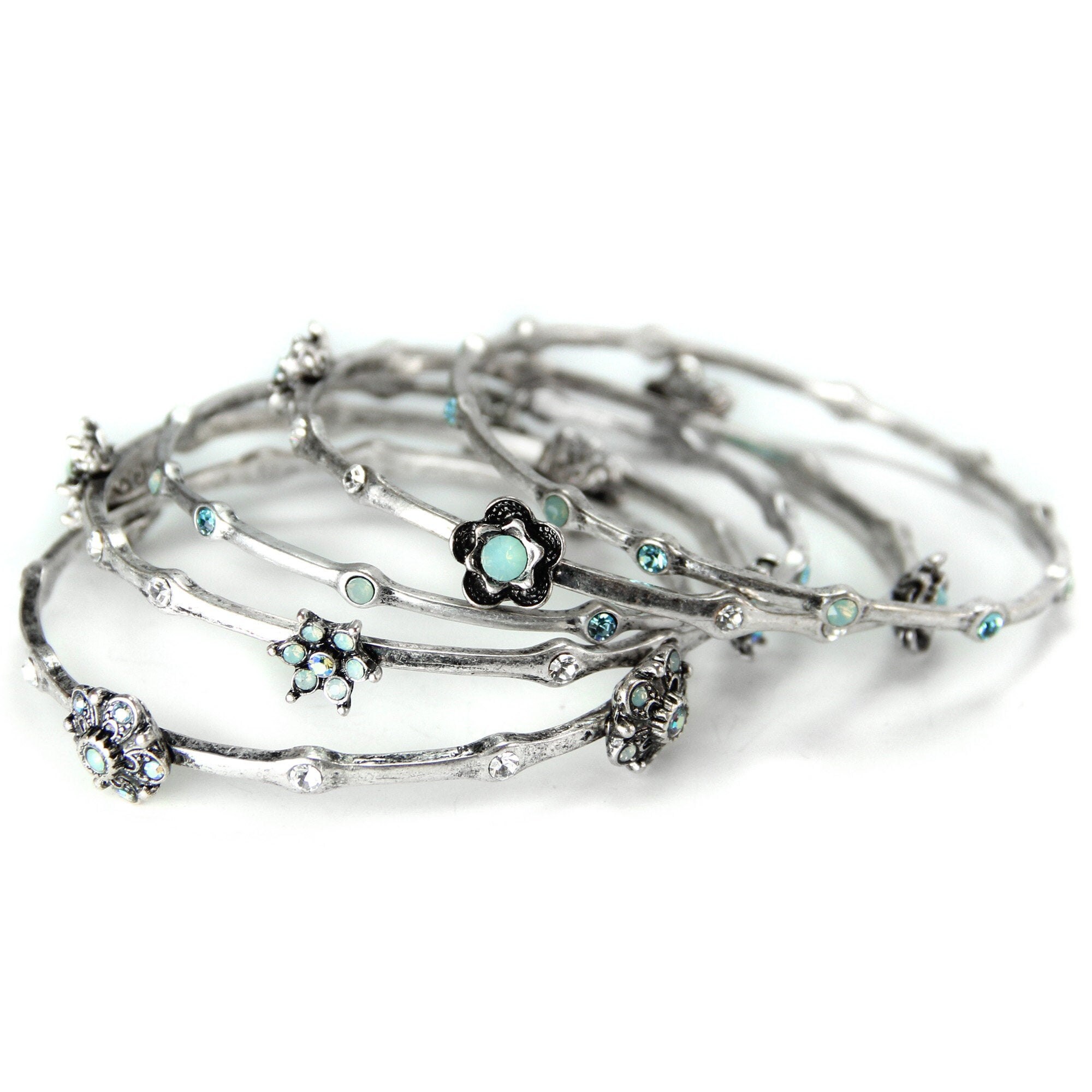 Bangle Bracelets Stackable Bracelets Crystal Stack | Etsy