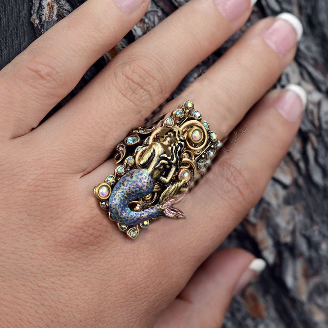 Mermaid Ring, Mermaid Costume, Mermaid Jewelry, Beach Ring, Ocean Ring ...