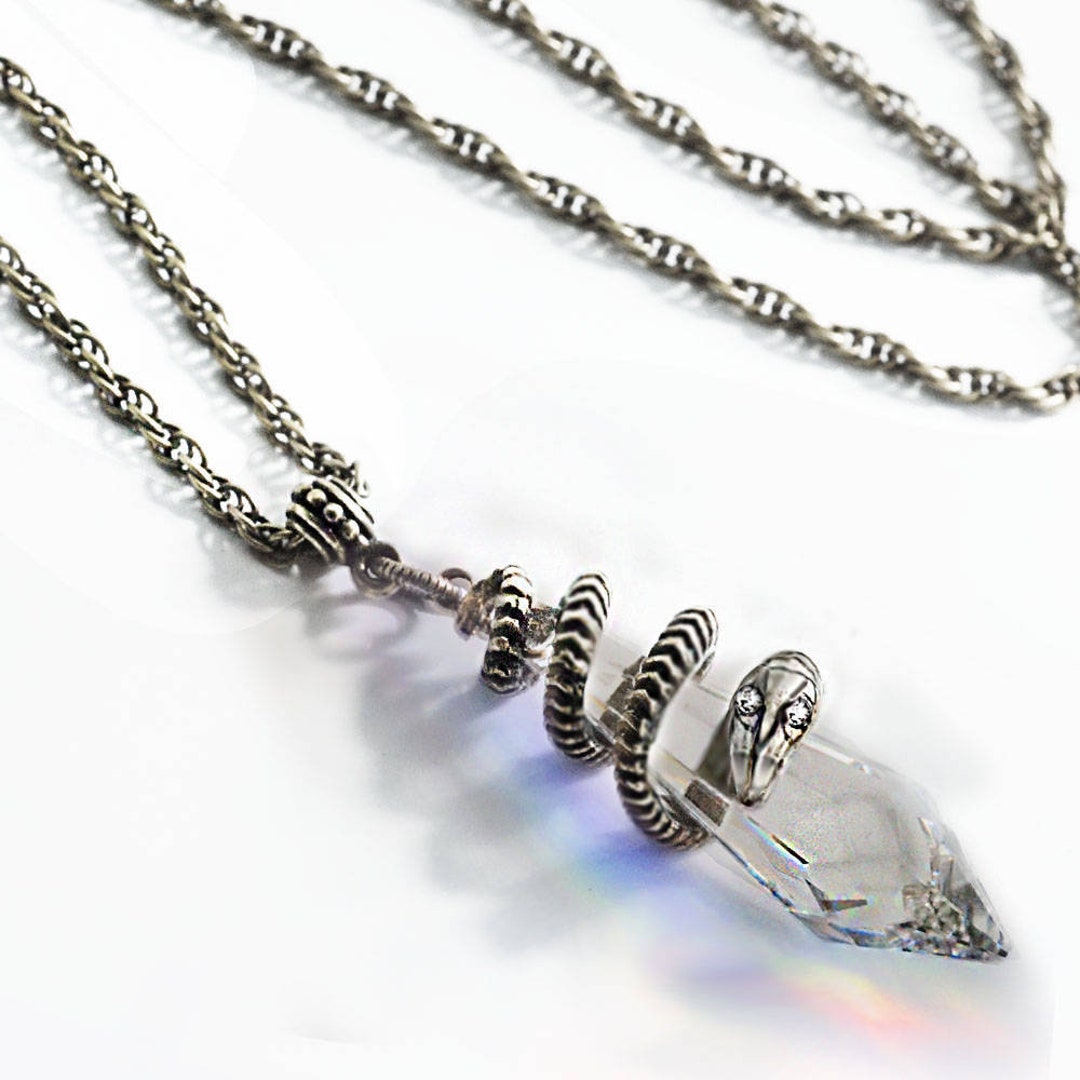 Mystical Crystal Snake Necklace, Gothic Prism Pendant - Etsy