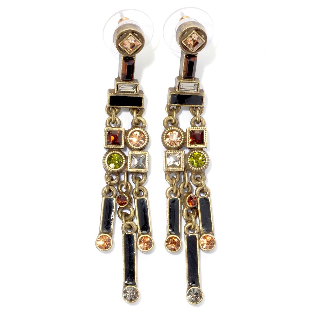 Art Deco Flapper Earrings: Topaz Crystal Enamel, 1920s Gatsby Jewelry ...
