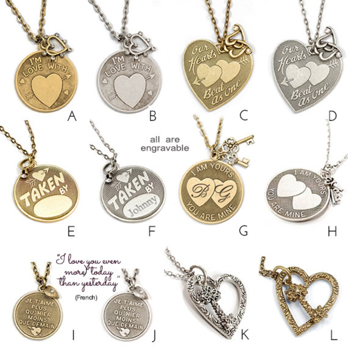 Valentine's Day Personalized Necklace Stamped Necklace | Etsy