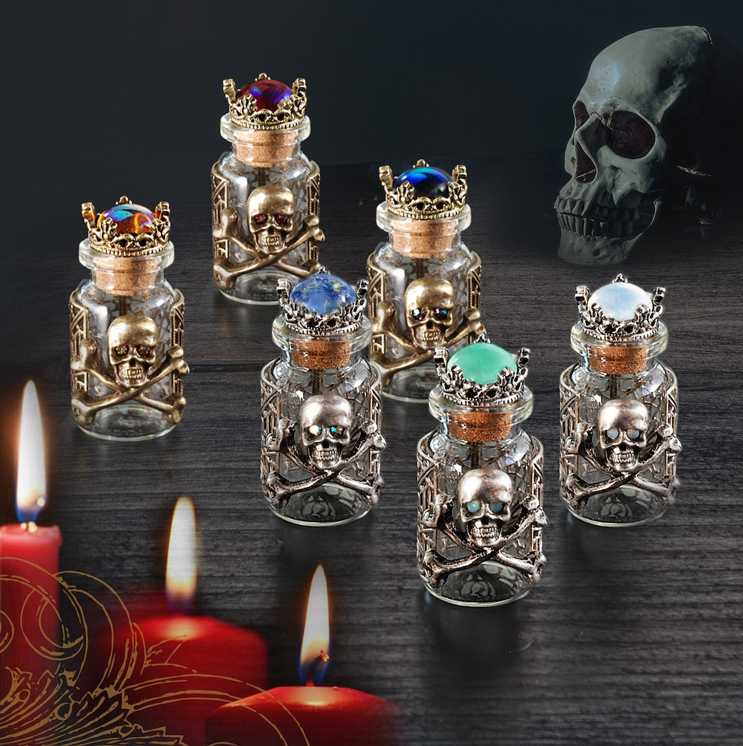 Glass Skull and Crossbone Poison Bottles, Scent Essential Oils Bottles ...