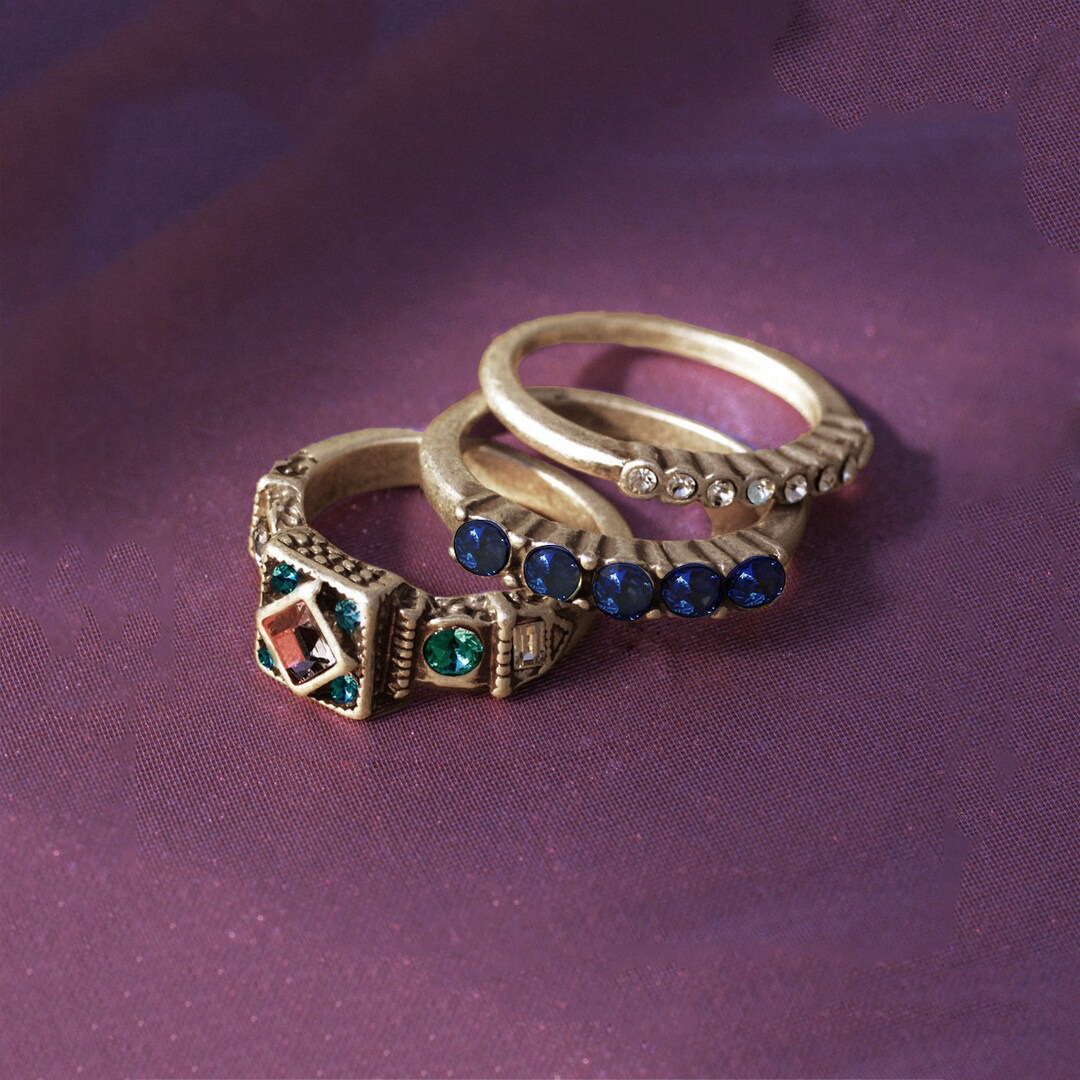 Stacking Rings Set, Stackable Rings, Crystal Rings, Stack Rings, Boho ...