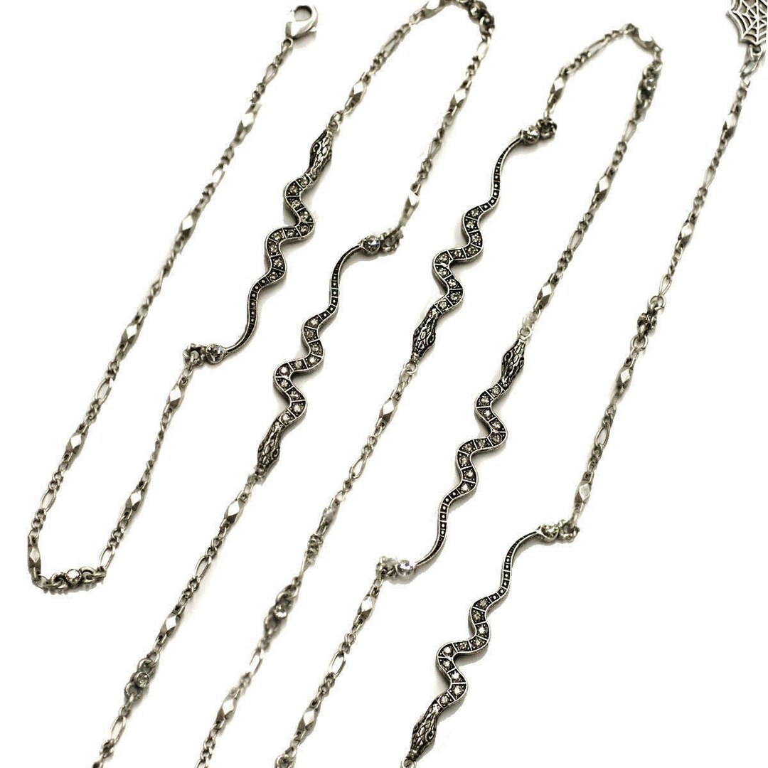 Serpent Snakes Long Chain Necklace, Dark Mistress Retro Snake Necklace ...