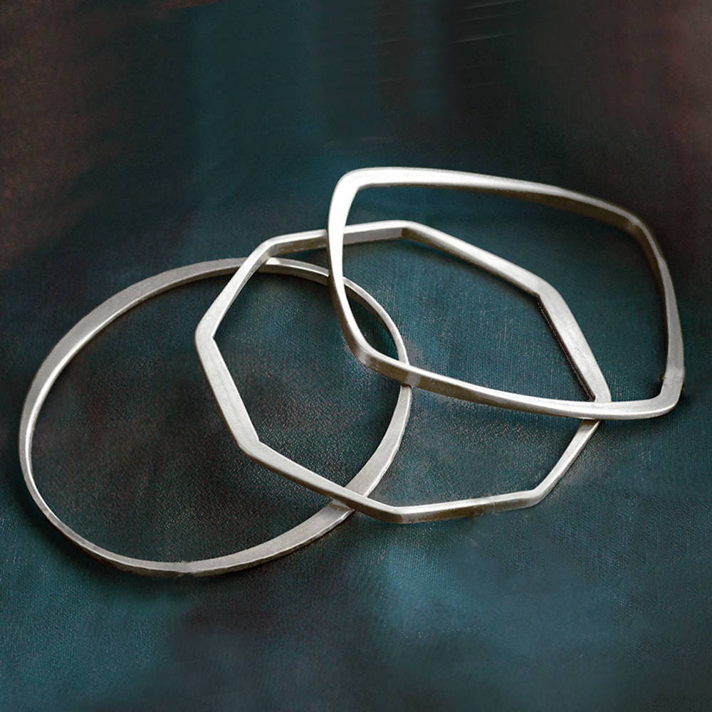 Set of 3 Bangles Silver Bangle Bracelet Bangle Bracelet - Etsy