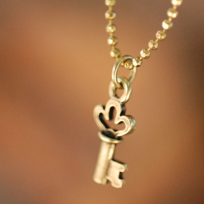 Dainty Key Necklace: Gold or Silver Charm, 16 Inch - Etsy
