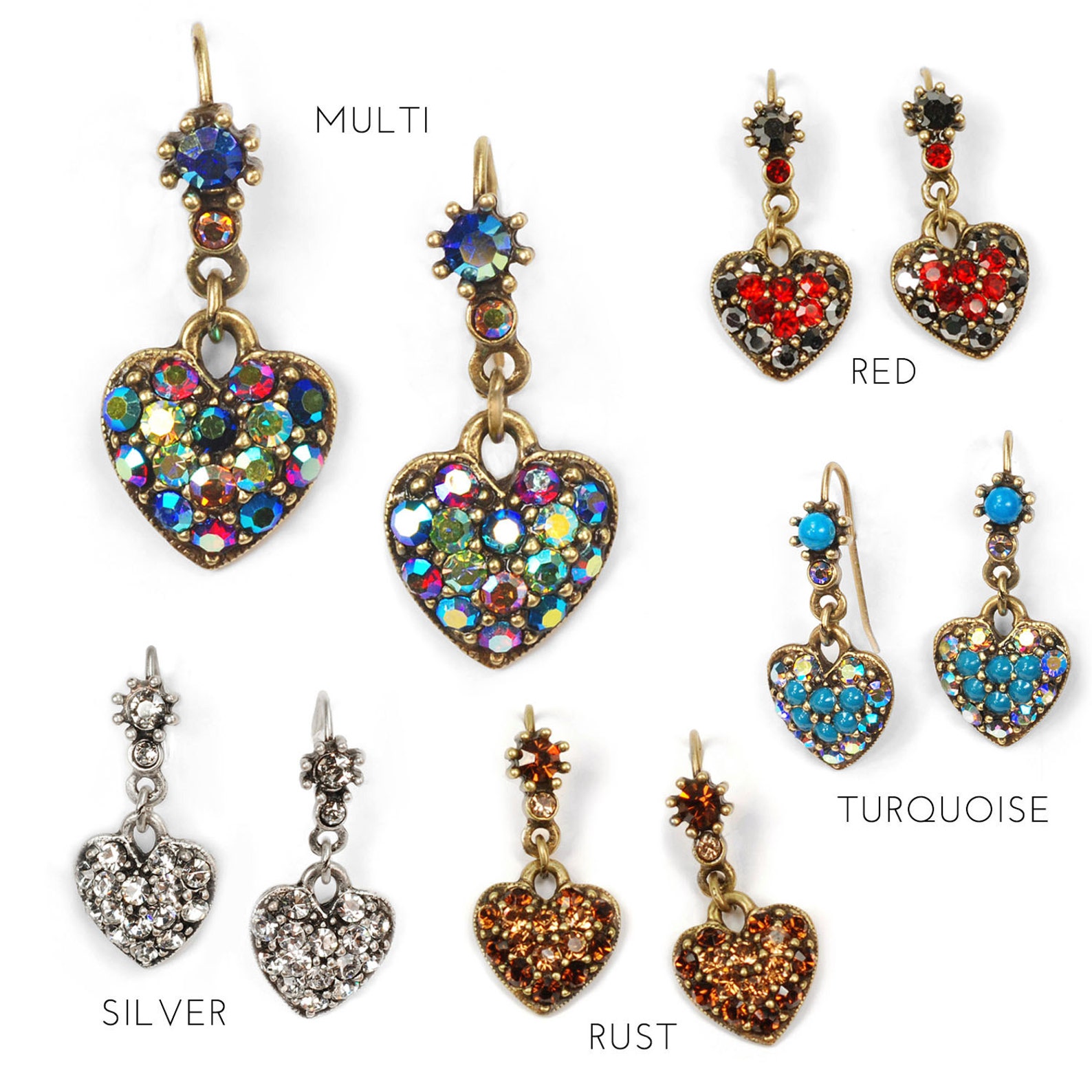 Crystal Heart Earrings Heart Jewelry Love Romance Colorful | Etsy