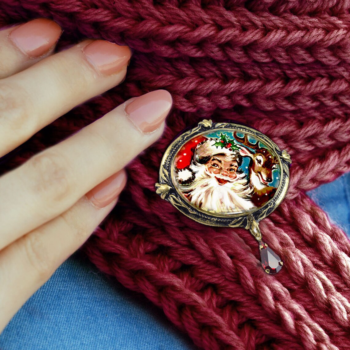 Santa Pin Santa Brooch Pin Brooch Christmas Pin Christmas - Etsy