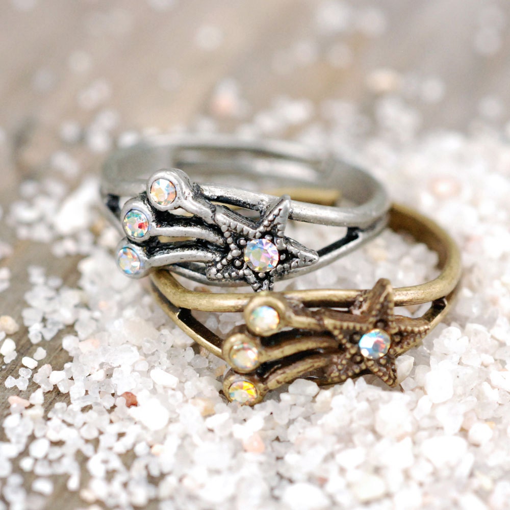 Swarovski Shooting Star Toe Ring, Adjustable Boho Midi Ring - Etsy