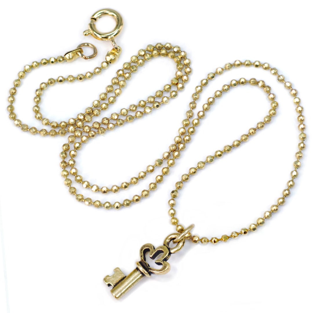 Dainty Key Necklace: Gold or Silver Charm, 16 Inch - Etsy