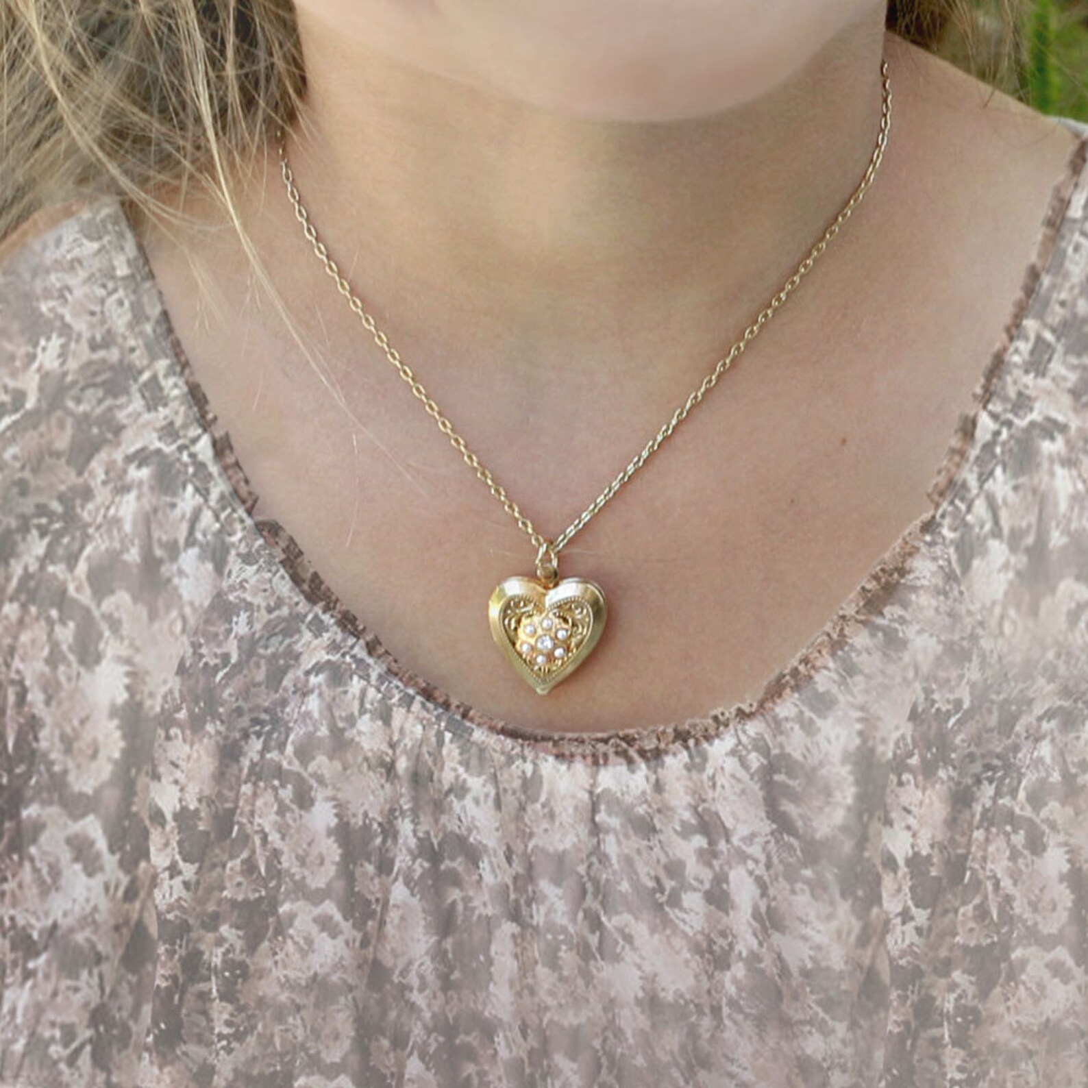 Little Girls Heart Locket Necklace Flower Girl Necklace - Etsy