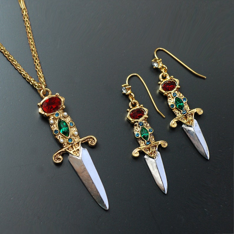 Jewel Dagger Earrings, Gothic Jewel Daggers, Medieval Dark Academia ...
