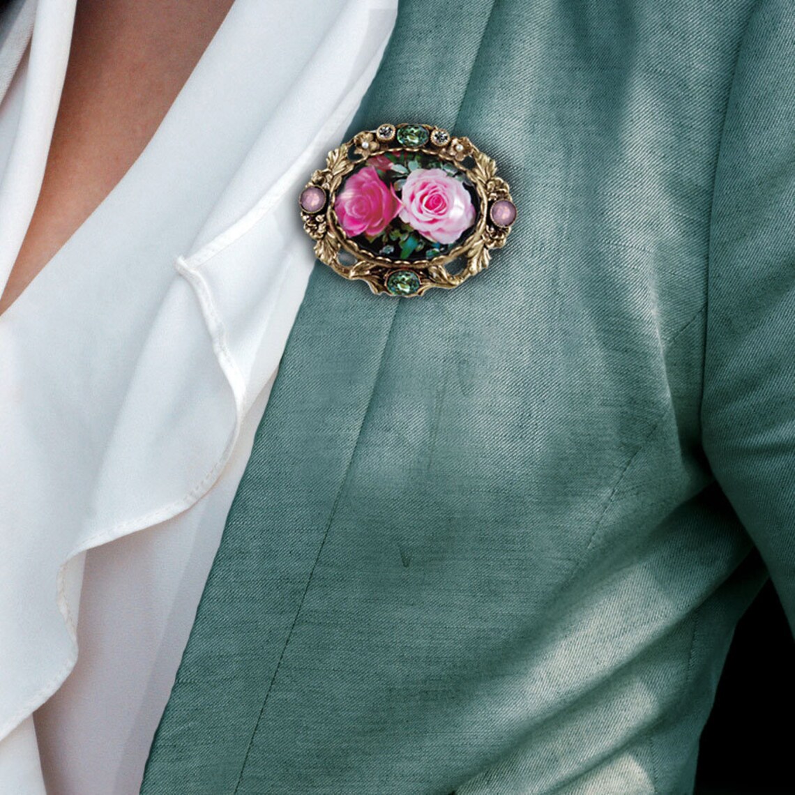 Vintage Brooch Rose Pin Flower Jewelry Vintage Pin Glass - Etsy