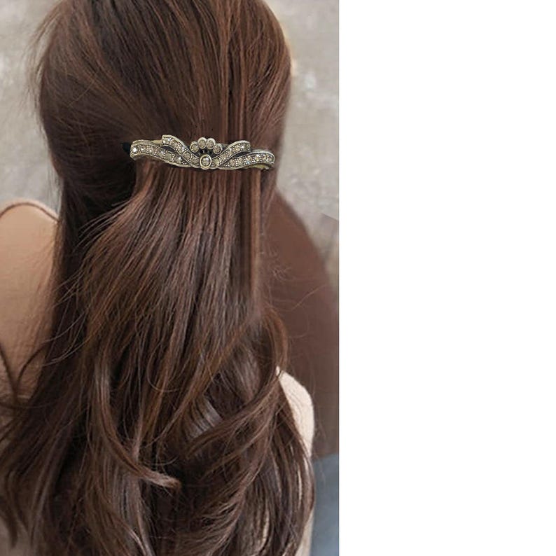 Victorian Crystal Barrette: Antique Bronze Demi Tiara Hair Clip - Etsy