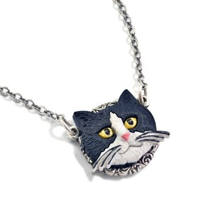Cat Pendant. Cat Face Necklace, Gift for Cat Lover, Fun Cat Lady ...