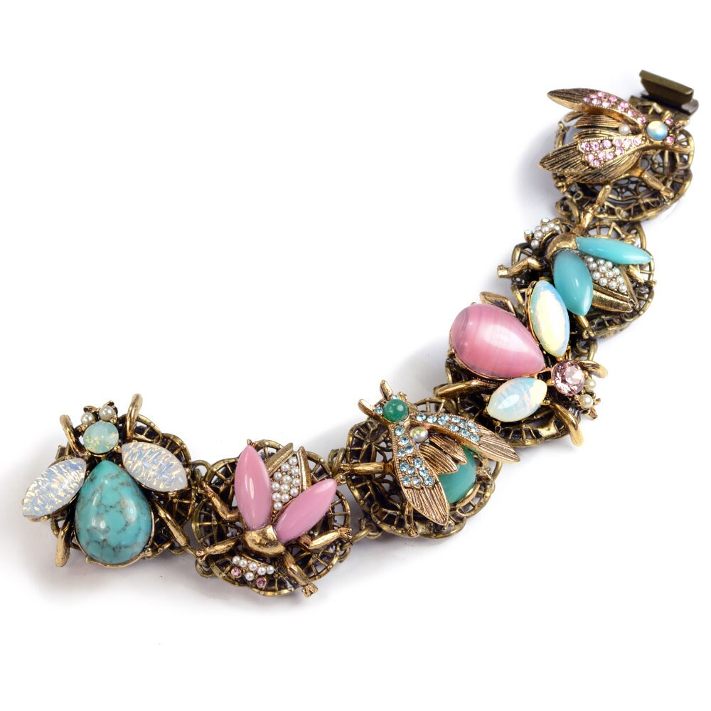 Queen Bee Statement Bracelet: Crystal & Vintage Glass Insect Jewelry - Etsy