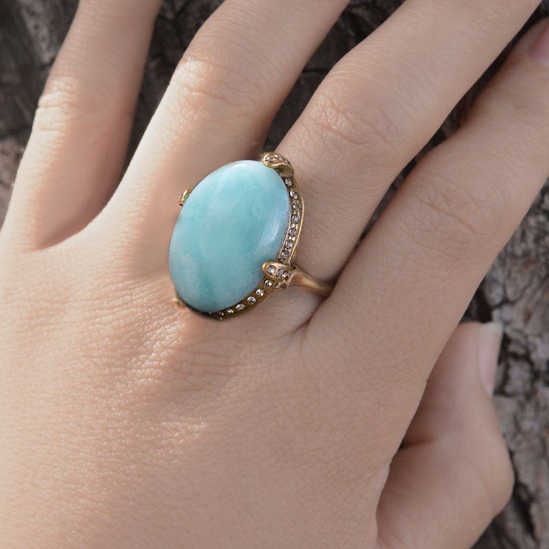Gemstone Ring Amazonite Ring Natural Gemstone Ring Blue - Etsy