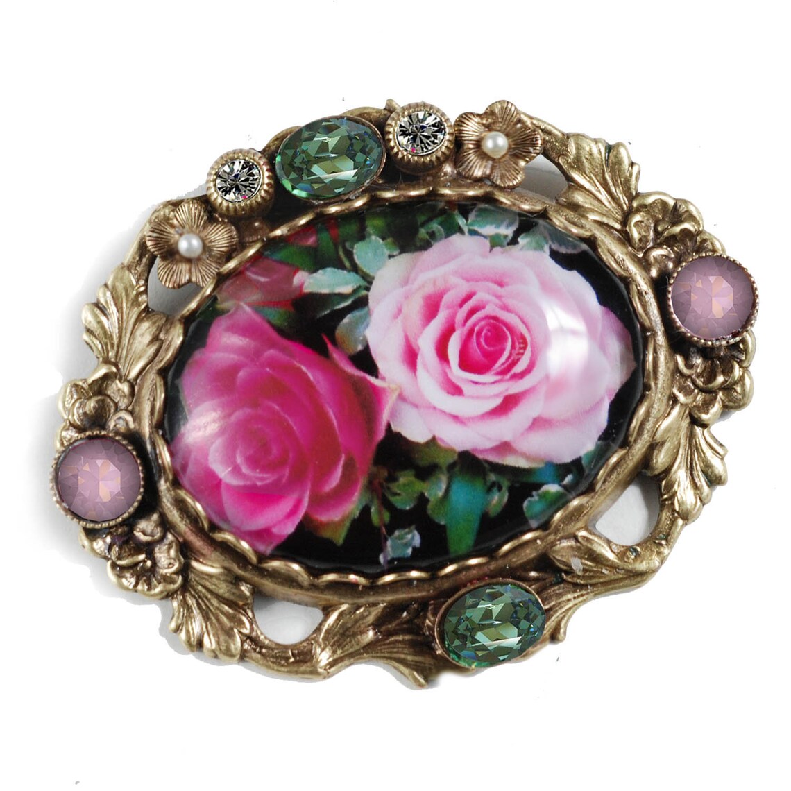 Vintage Brooch Rose Pin Flower Jewelry Vintage Pin Glass - Etsy