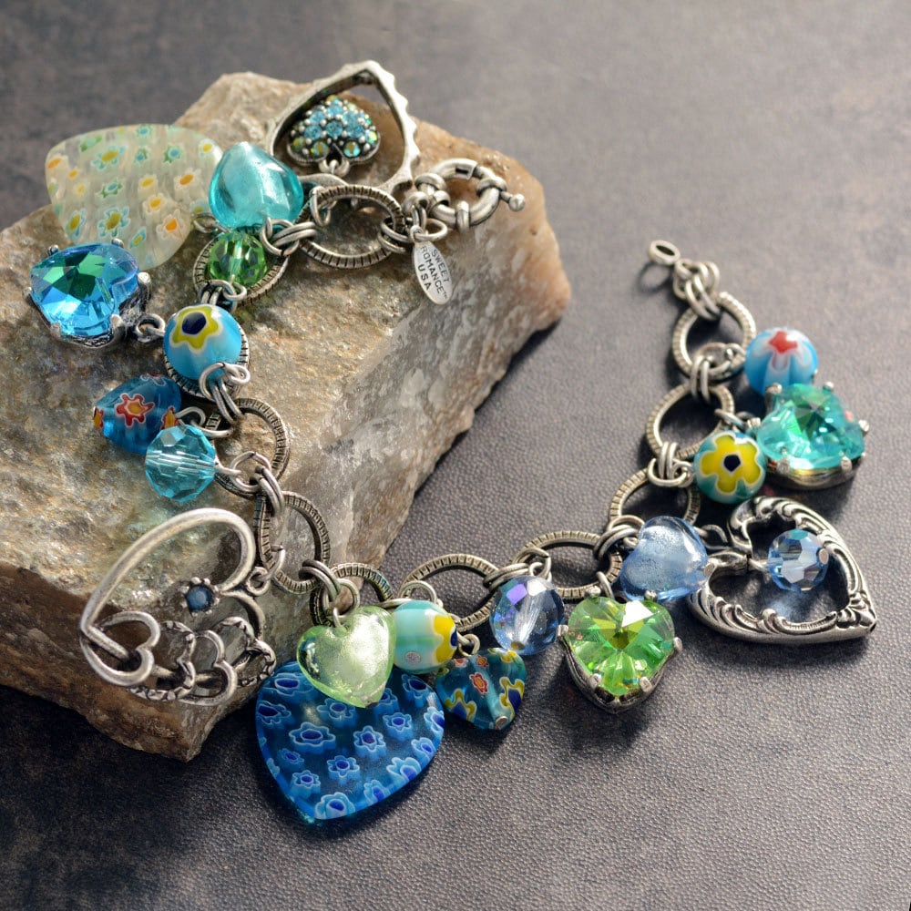 Glass Heart Charm Bracelets for Women - Etsy