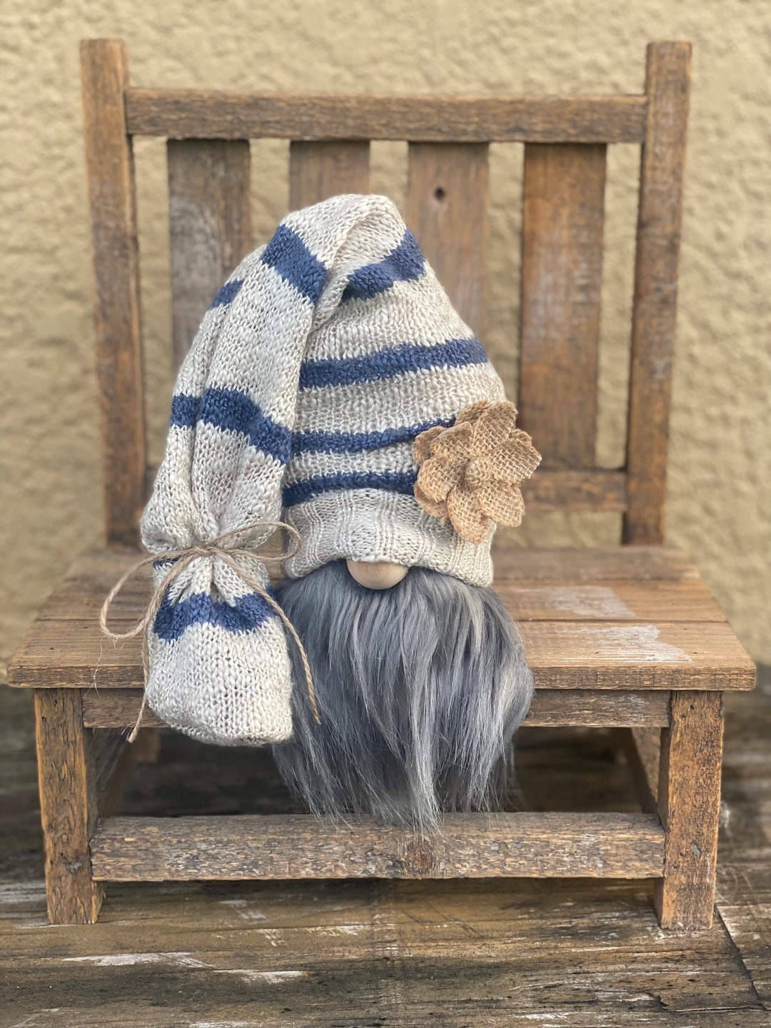 Blue Farmhouse Gnome, Rustic Gnomes, Gnome Decor, Handmade Gnomes, Tier ...