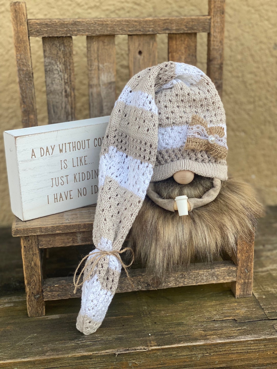 Farmhouse Coffee Gnomes Gnome With Coffee Cup Coffee Gifts - Etsy