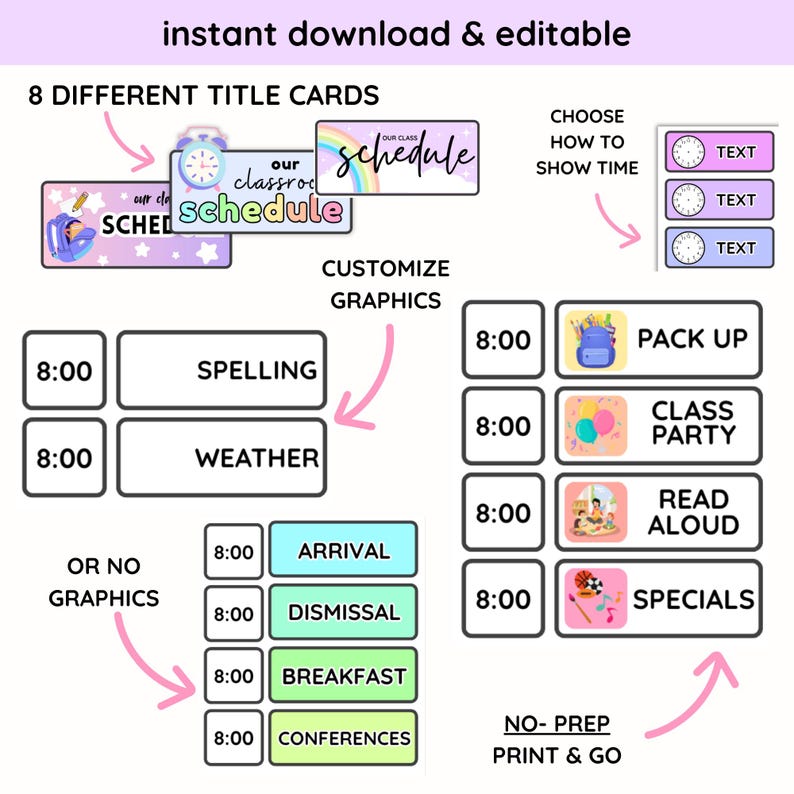 Editable Pastel Classroom Schedule | Canva Template | Printable ...