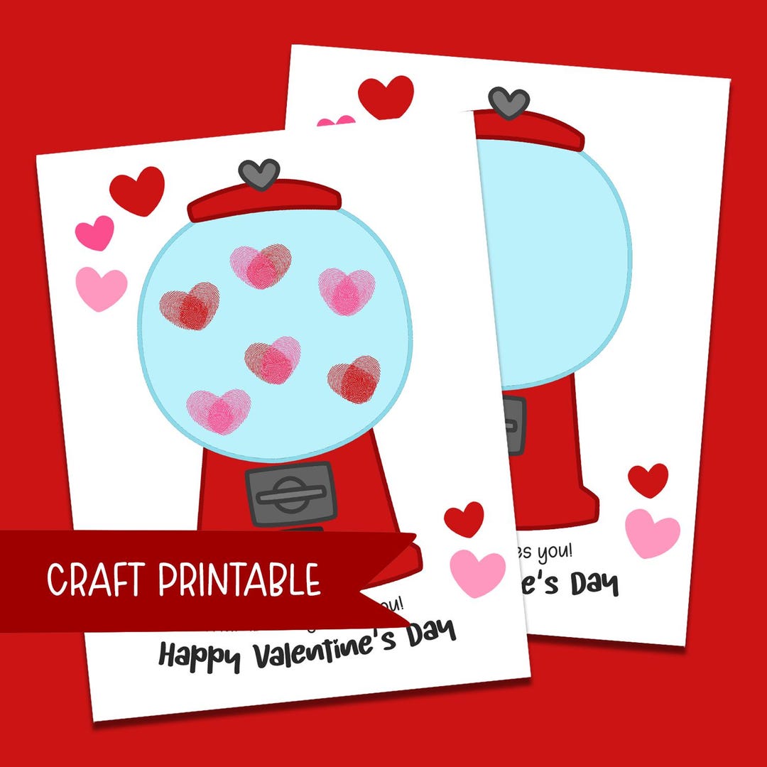 Thumbprint Gumball Valentine Craft | Kids Fingerprint Heart Activity ...