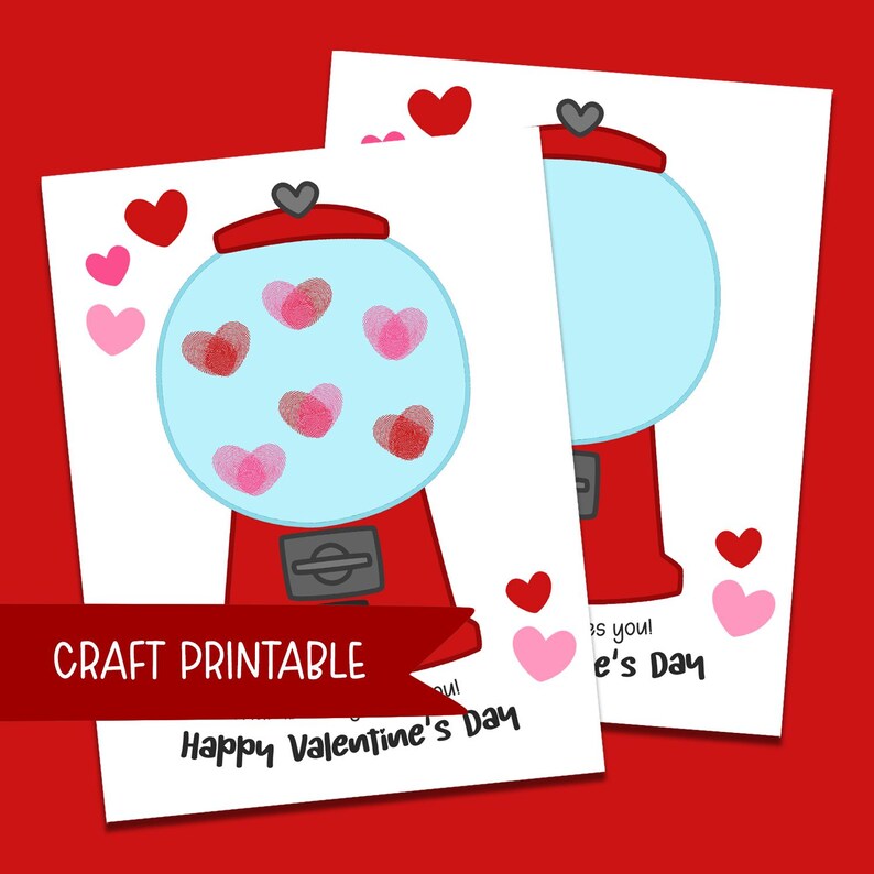 Thumbprint Gumball Valentine Craft | Kids Fingerprint Heart Activity ...
